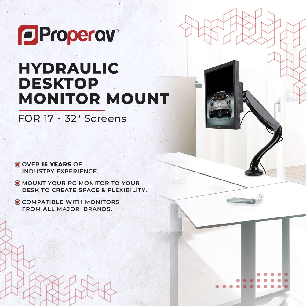 Proper Hydraulic Desk Monitor Mount for 17" 19" 19.5" 21.5'' 23'' 24 ...